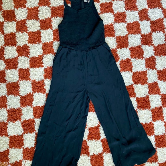 LOFT | Pants & Jumpsuits | Loft Black Wide Leg Jumpsuit With Pockets ...
